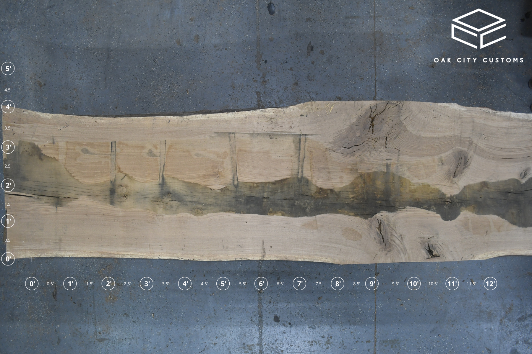 White Oak Live Edge Wood Slab #A949 164" x 42" - 48" x 3.3" – Oak City ...